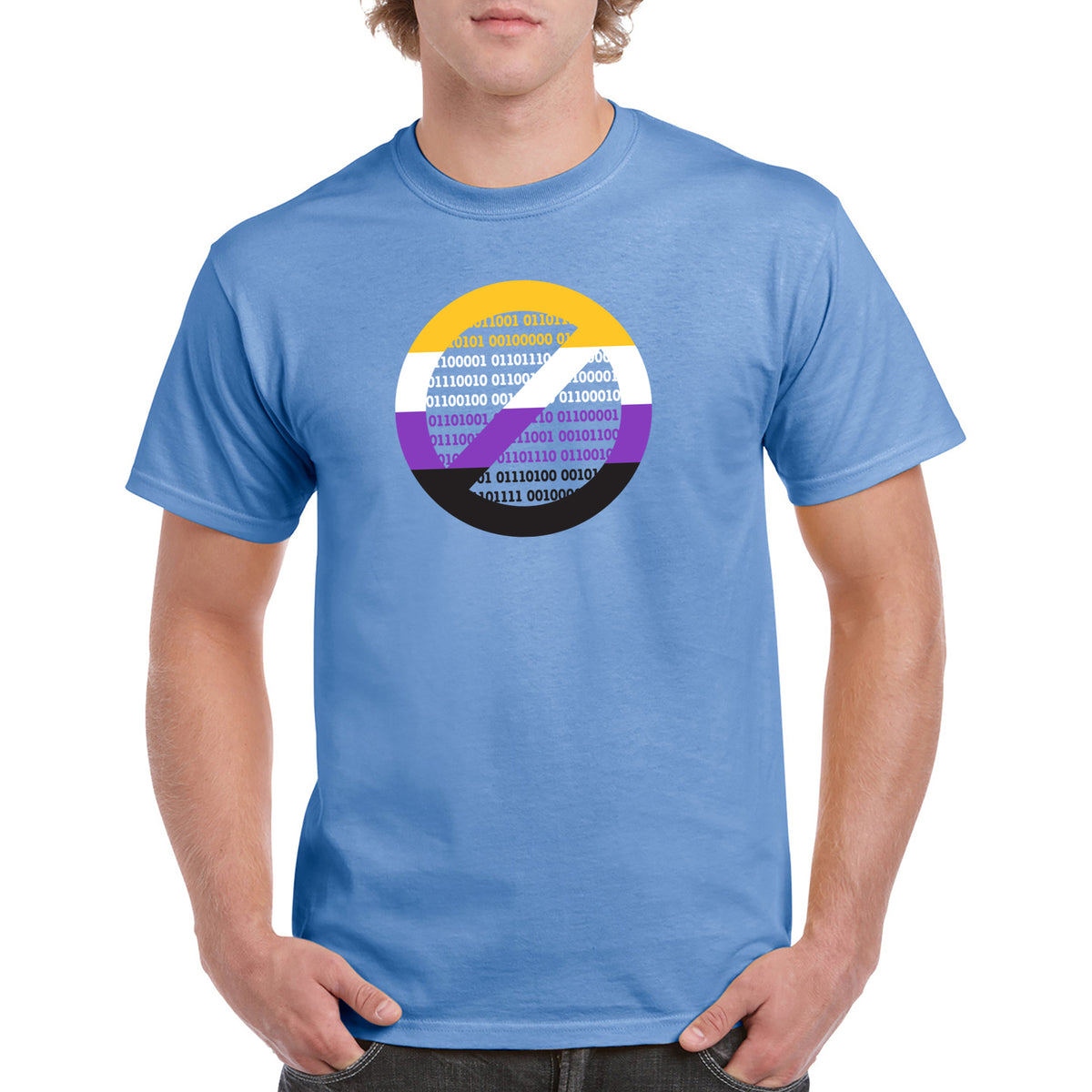 Non-Binary Code - Pride Month Flag LGBT Humor Binary T Shirt ...